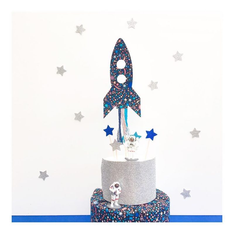 Liberty Print Rocket Cake Topper - By The Paper Rainbow Co - Pinks & Green