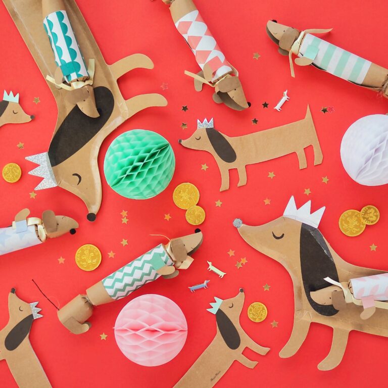 Cute Sausage Dog Print Wrapping Paper - By REX - Pinks & Green